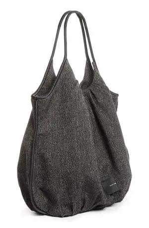 MERUERT TOLEGEN Pleated Sculpted Linen & Wool Blend Tote
