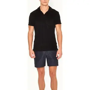 Orlebar Brown Terry Towelling Tailored Fit Towelling Polo Shirt - Black