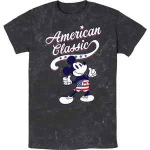 MICKEY & FRIENDS Retro American Classic Short Sleeve Graphic T-shirt - Black