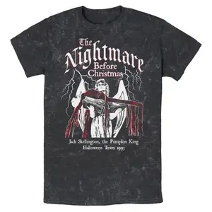 THE NIGHTMARE BEFORE CHRISTMAS Jack Skellington Halloween Town 1993 T Shirt - Black