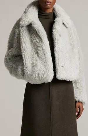 Vince Vince Faux Fur Cropped Jacket Stone Sage