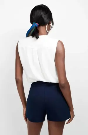 Trina Turk Sleeveless Kaiko Top With Zipper Detail - Whitewash