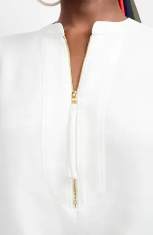 Trina Turk Sleeveless Kaiko Top With Zipper Detail - Whitewash