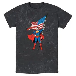 SUPERMAN Proud American Flag Short Sleeve Graphic T-shirt