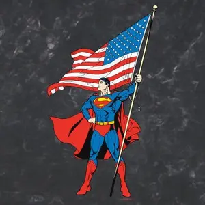 SUPERMAN Proud American Flag Short Sleeve Graphic T-shirt
