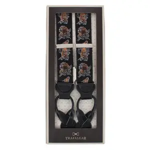 Trafalgar Bengali Crouching Tiger Silk Novelty Button End Suspenders