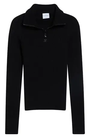 COURREGES Mock Neck Half Zip Sweater
