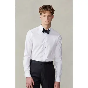 THE BLACK TUX Stretch Cotton Classic Dress Shirt - White