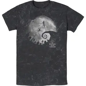 THE NIGHTMARE BEFORE CHRISTMAS And White Moon Scene T Shirt - Black