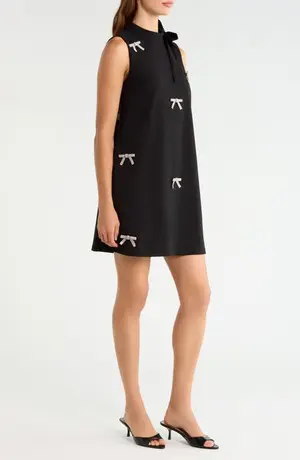SUGARLIPS Pamela Rhinestone Bow Sleeveless Shift Dress