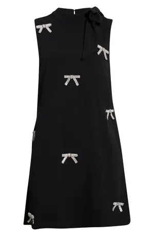 SUGARLIPS Pamela Rhinestone Bow Sleeveless Shift Dress