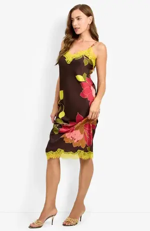 Trina Turk Caramia Print Satin Georgette Midi Dress