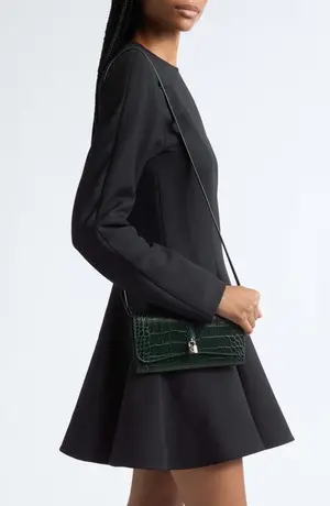 Stella McCartney Ryder Croc Embossed Faux Leather Wallet - Forest Green