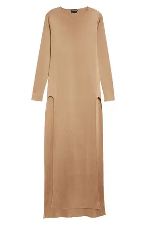 TOM FORD Liquid Long Sleeve Dress With High-low Hem And Side Slits