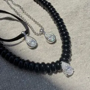 LENI JAMES The Raina 3 Carat Moissanite Pear Choker