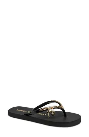 Karl Lagerfeld Paris Zemira Chain Flip Flop - Black