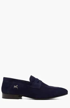 CAVALINHO Gentleman Pointed Toe Suede Loafers - Navy