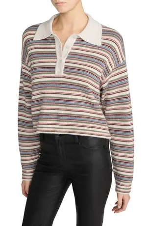 FRAME The Quad Stripe Polo Sweater