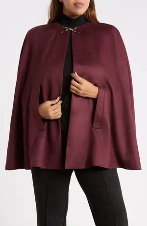 Anne Klein Faux Suede Long Cape