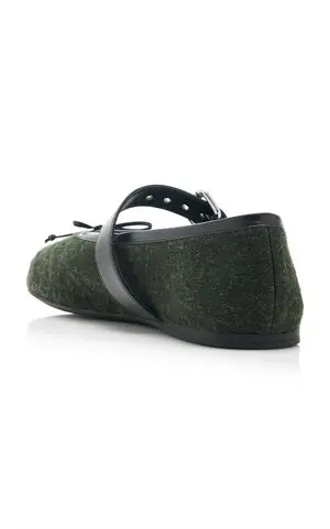 Miu Miu Buckled Flannel Ballerina Flats