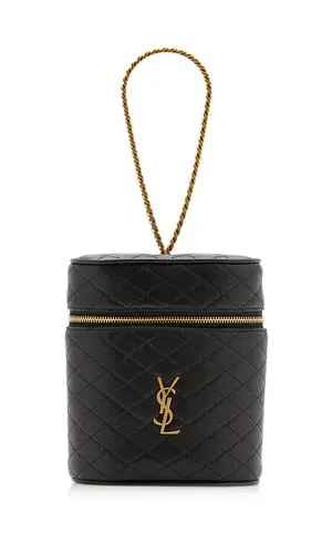 Saint Laurent Gaby Vertical Leather Vanity Bag - Black