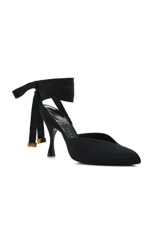 HERBERT LEVINE Sitting Pretty Silk-faille Lace-up Mules
