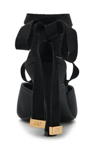 HERBERT LEVINE Sitting Pretty Silk-faille Lace-up Mules