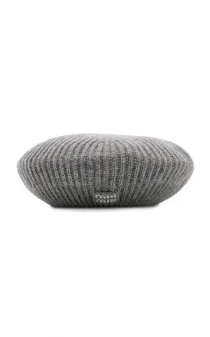 Miu Miu Ribbed Cashmere-wool Beret - Grey