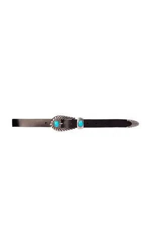 BLACK SUEDE STUDIO Spur Leather Belt - Black