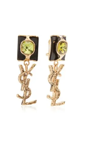 Saint Laurent Enamel And Metal Logo Earrings