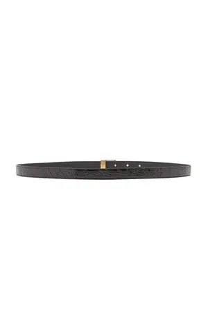 Saint Laurent Thin Buckle Embossed Leather Belt