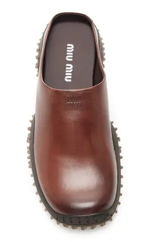 Miu Miu Leather Mules - Brown