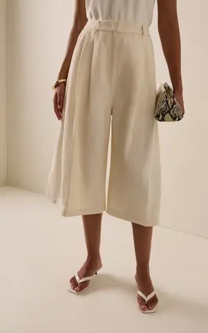 Co Pleated Linen Culottes