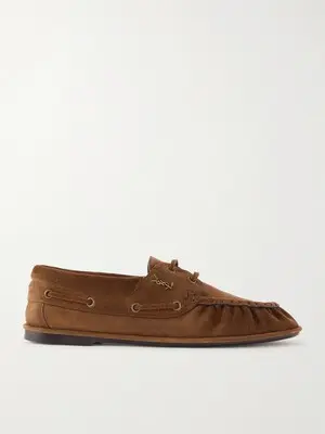 SAINT LAURENT SAINT LAURENT Le Loafer Bateau Cassandre-Embellished Suede Loafers