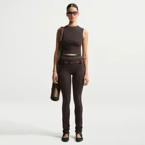Nike Skims Ribbed Seamless 34" Straight Leggings - Brown