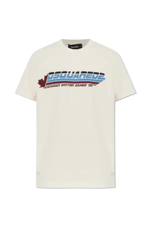 Dsquared2 Cotton T-shirt With Printed Logo - Cream