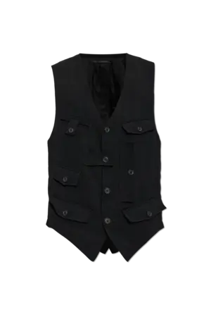 Yohji Yamamoto Wool Vest With Asymmetrical Flaps
