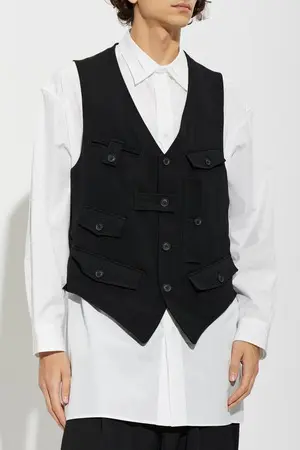 Yohji Yamamoto Wool Vest With Asymmetrical Flaps