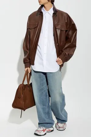 Balenciaga Leather Jacket With Stand-up Collar