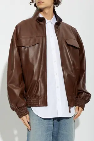 Balenciaga Leather Jacket With Stand-up Collar