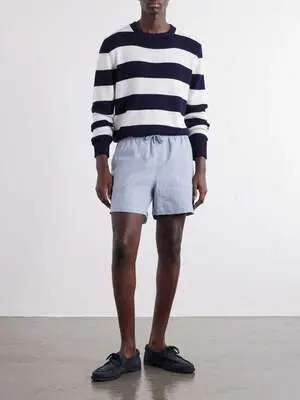 Ralph Lauren Purple Label Amalfi Straight-leg Drawstring Linen-blend Shorts