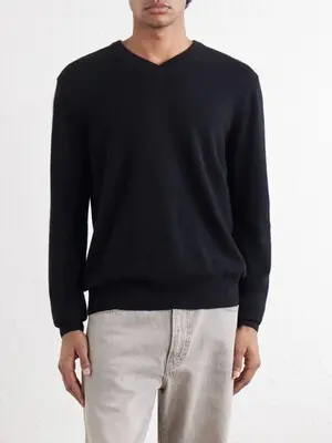 Sunspel Cashmere V-neck Sweater - Black