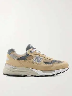 NEW BALANCE 992 Rubber-trimmed Suede And Mesh Sneakers - Beige
