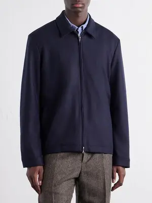 Sunspel Boiled Wool Zip-up Jacket - Blue