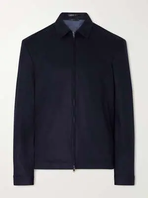 Sunspel Boiled Wool Bomber Jacket - Navy