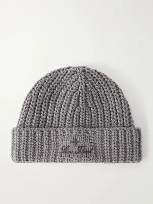 Stone Island Logo-embroidered Cotton-chenille Beanie - Gray