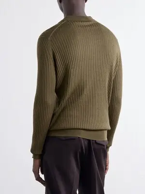 John Smedley Hodson Ribbed Merino Wool Polo Shirt