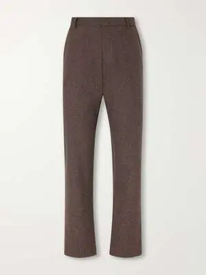 Sunspel Straight-leg Wool And Silk-blend Donegal Tweed Trousers - Brown
