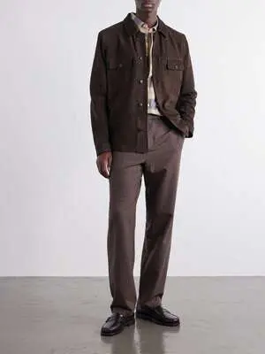 Sunspel Straight-leg Wool And Silk-blend Donegal Tweed Trousers