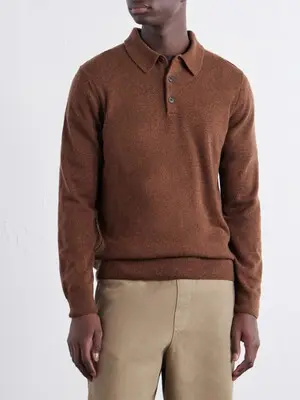 Sunspel Cashmere Polo Shirt - Brown